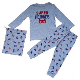 LOSAN Pyjama LOSAN Jungen Schlafanzug lang Pyjama Super Hero Gris Claro Vigore (3 tlg)