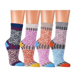 Wowerat Norwegersocken Bunte Norwegersocken mit schönem Hygge Muster 90 % Baumwolle (2 Paar)