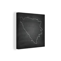 OneMillionCanvasses® OneMillionCanvasses® Leinwandbild Schwarz-weiße Illustration von Bosnien und Herzegowina auf einer