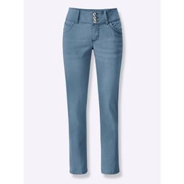 WITT Damen 7/8-Jeans mit breitem 3-Knopf-Bund, blue-bleached, Gr&ouml;&szlig;e 22