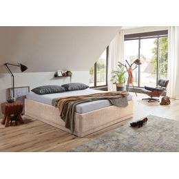 Westfalia Schlafkomfort Polsterbett Texel, Komforthöhe mit Zierkissen, Bettkasten bei Ausführung mit Matratze, braun
