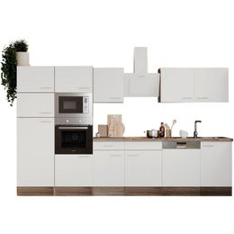 respekta Küchenzeile Oliver, Breite 340 cm, wechselseitig aufbaubar, weiß