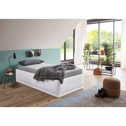 Westfalia Schlafkomfort Polsterbett Texel, Komforthöhe mit Zierkissen, Bettkasten bei Ausführung mit Matratze, weiß