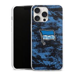 DeinDesign iPhone 15 Pro Max Handy Silikon H&uuml;lle Case wei&szlig; Handyh&uuml;lle Flag Hertha Bsc Logo Silikon Case