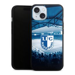 DeinDesign iPhone 15 Handy Premium Silikon H&uuml;lle Handyh&uuml;lle schwarz Case Stadium 1. Fcm 1. Fc Magdeburg Silikon Premium Case