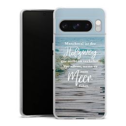 DeinDesign Google Pixel 8 Pro Handy Silikon H&uuml;lle Case transparent Handyh&uuml;lle Statement Beach Spruch Silikon Case