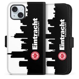 DeinDesign iPhone 15 Handy Klapph&uuml;lle Handyh&uuml;lle aus Kunst Leder schwarz Flip Case Eintracht Frankfurt Sge Official Licensed Product Sideflip mit Lasche