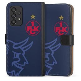 DeinDesign Galaxy A53 5G Handy Klapph&uuml;lle Handyh&uuml;lle aus Kunst Leder schwarz Flip Case 1. Fc Kaiserslautern Logo 1. Fck Sideflip mit langer Lasche