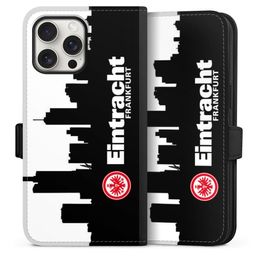 DeinDesign iPhone 15 Pro Max Handy Klapph&uuml;lle Handyh&uuml;lle aus Kunst Leder schwarz Flip Case Eintracht Frankfurt Sge Official Licensed Product Sideflip mit Lasche