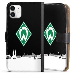 DeinDesign iPhone 11 Handy Klapph&uuml;lle Handyh&uuml;lle aus Kunst Leder schwarz Flip Case Skyline Sv Werder Bremen Official Licensed Product Sideflip mit Lasche