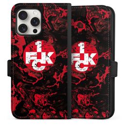 DeinDesign iPhone 15 Pro Max Handy Klapph&uuml;lle Handyh&uuml;lle aus Kunst Leder schwarz Flip Case 1. Fc Kaiserslautern 1. Fck Logo Sideflip mit Lasche
