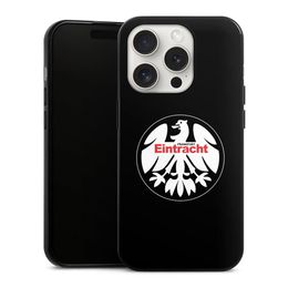 DeinDesign iPhone 15 Pro Handy Slim Case extra d&uuml;nn Silikon Handyh&uuml;lle schwarz H&uuml;lle Eintracht Frankfurt Sge Official Licensed Product Silikon Slim Case