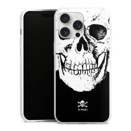 DeinDesign iPhone 15 Pro Max Handy Silikon H&uuml;lle Case wei&szlig; Handyh&uuml;lle Totenkopf Fc St. Pauli Official Licensed Product Silikon Case
