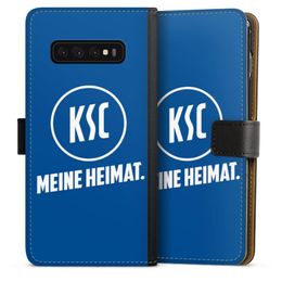 DeinDesign Galaxy S10 Plus Handy Klapph&uuml;lle Handyh&uuml;lle aus Kunst Leder schwarz Flip Case Karlsruher Sc Statement Ksc Sideflip mit Lasche