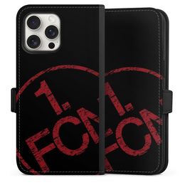 DeinDesign iPhone 15 Pro Max Handy Klapph&uuml;lle Handyh&uuml;lle aus Kunst Leder schwarz Flip Case Texture Merchandise 1. Fcn Sideflip mit Lasche