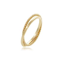 Elli Fingerring Wickelring Klassik Fein Gedreht 925 Silber, goldfarben