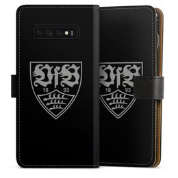 DeinDesign Galaxy S10 Plus Handy Klapph&uuml;lle Handyh&uuml;lle aus Kunst Leder schwarz Flip Case Official Licensed Product Vfb Stuttgart Logo Sideflip mit Lasche