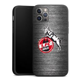 DeinDesign iPhone 12 Pro Handy Premium Silikon H&uuml;lle Handyh&uuml;lle schwarz Case Official Licensed Product Metallic Look 1. Fc K&ouml;ln Silikon Premium Case