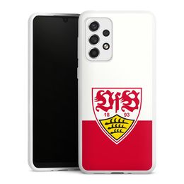 DeinDesign Galaxy A33 5G Handy Silikon H&uuml;lle Case wei&szlig; Handyh&uuml;lle Vfb Stuttgart Official Licensed Product Logo Silikon Case