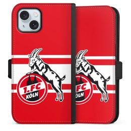 DeinDesign iPhone 15 Handy Klapph&uuml;lle Handyh&uuml;lle aus Kunst Leder schwarz Flip Case Official Licensed Product Coat Of Arms 1. Fc K&ouml;ln Sideflip mit Lasche