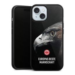 DeinDesign iPhone 15 Handy Gallery Case Handyh&uuml;lle 9H Geh&auml;rtetes Glas R&uuml;ckseite H&uuml;lle European Cup Official Licensed Product Eintracht Frankfurt Gallery Case