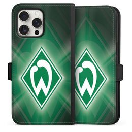 DeinDesign iPhone 15 Pro Max Handy Klapph&uuml;lle Handyh&uuml;lle aus Kunst Leder schwarz Flip Case Sv Werder Bremen Coat Of Arms Official Licensed Product Sideflip mit 