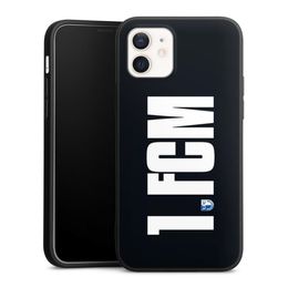 DeinDesign iPhone 12 Handy Premium Silikon H&uuml;lle Handyh&uuml;lle schwarz Case 1. Fcm 1. Fc Magdeburg Official Licensed Product Silikon Premium Case