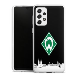 DeinDesign Galaxy A33 5G Handy Silikon H&uuml;lle Case wei&szlig; Handyh&uuml;lle Skyline Sv Werder Bremen Official Licensed Product Silikon Case