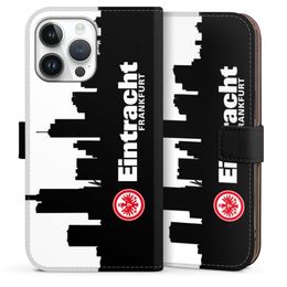 DeinDesign iPhone 14 Pro Max Handy Klapph&uuml;lle Handyh&uuml;lle aus Kunst Leder schwarz Flip Case Eintracht Frankfurt Sge Official Licensed Product Sideflip mit Lasche