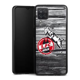 DeinDesign Galaxy A12 Handy Silikon H&uuml;lle Case schwarz Handyh&uuml;lle 1. Fc K&ouml;ln Official Licensed Product Wooden Look