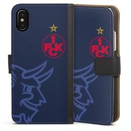 DeinDesign iPhone X Handy Klapph&uuml;lle Handyh&uuml;lle aus Kunst Leder schwarz Flip Case Logo 1. Fc Kaiserslautern 1. Fck Sideflip mit langer Lasche
