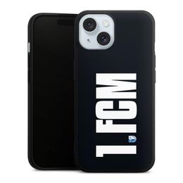 DeinDesign iPhone 15 Handy Premium Silikon H&uuml;lle Handyh&uuml;lle schwarz Case 1. Fcm 1. Fc Magdeburg Official Licensed Product Silikon Premium Case