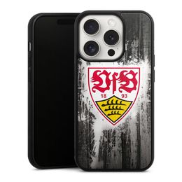 DeinDesign iPhone 15 Pro Handy Gallery Case Handyh&uuml;lle 9H Geh&auml;rtetes Glas R&uuml;ckseite H&uuml;lle Official Licensed Product Vfb Stuttgart Bundesliga Gallery Case