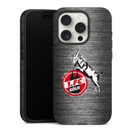 DeinDesign iPhone 15 Pro Handy Panzer Handyh&uuml;lle robuste Outdoor H&uuml;lle Schutzh&uuml;lle matt Official Licensed Product Metallic Look 1. Fc K&ouml;ln Tough Case