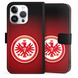 DeinDesign iPhone 14 Pro Handy Klapph&uuml;lle Handyh&uuml;lle aus Kunst Leder schwarz Flip Case Official Licensed Product Coat Of Arms Eintracht Frankfurt Sideflip mit 