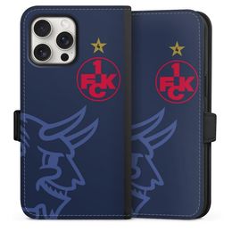 DeinDesign iPhone 15 Pro Max Handy Klapph&uuml;lle Handyh&uuml;lle aus Kunst Leder schwarz Flip Case Logo 1. Fc Kaiserslautern 1. Fck Sideflip mit Lasche