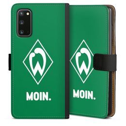 DeinDesign Galaxy S20 Handy Klapph&uuml;lle Handyh&uuml;lle aus Kunst Leder schwarz Flip Case Moin Official Licensed Product Sv Werder Bremen Sideflip mit Lasche