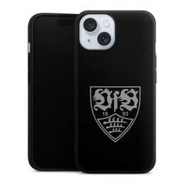 DeinDesign iPhone 15 Handy Premium Silikon H&uuml;lle Handyh&uuml;lle schwarz Case Official Licensed Product Vfb Stuttgart Logo Silikon Premium Case