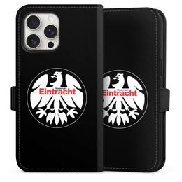 DeinDesign iPhone 15 Pro Max Handy Klapph&uuml;lle Handyh&uuml;lle aus Kunst Leder schwarz Flip Case Eintracht Frankfurt Sge Official Licensed Product Sideflip mit Lasche