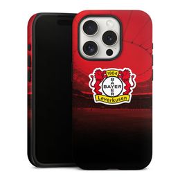 DeinDesign iPhone 15 Pro Handy Panzer Handyh&uuml;lle robuste Outdoor H&uuml;lle Schutzh&uuml;lle matt Bayer 04 Leverkusen Official Licensed Product Stadium Tough Case