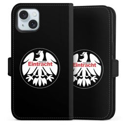 DeinDesign iPhone 15 Handy Klapph&uuml;lle Handyh&uuml;lle aus Kunst Leder schwarz Flip Case Eintracht Frankfurt Sge Official Licensed Product Sideflip mit Lasche