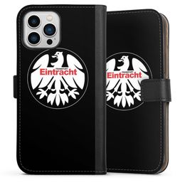 DeinDesign iPhone 13 Pro Max Handy Klapph&uuml;lle Handyh&uuml;lle aus Kunst Leder schwarz Flip Case Eintracht Frankfurt Sge Official Licensed Product Sideflip mit langer 