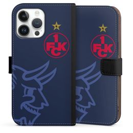 DeinDesign iPhone 14 Pro Max Handy Klapph&uuml;lle Handyh&uuml;lle aus Kunst Leder schwarz Flip Case Logo 1. Fc Kaiserslautern 1. Fck Sideflip mit Lasche
