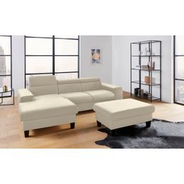 COTTA Polstergarnitur Morven, (Set), Set: bestehend aus Ecksofa und Hocker, Kopfteilverstellung, beige