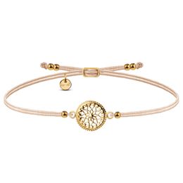 iz-el Armband Armband Gold Mandala - SONNENMANDALA, 925 Sterling Silber, Bandfarbe Hellgrau / silber vergoldet