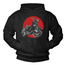 MAKAYA Kapuzenpullover Vintage Roller Pulli Sweatshirt Hoodie 60er 70er 80er Jahre Motiv, schwarz, XXL