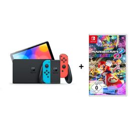 Nintendo Nintendo Konsole OLED Blau/Rot + Mario Kart 8 Deluxe Spiel (Bundle
