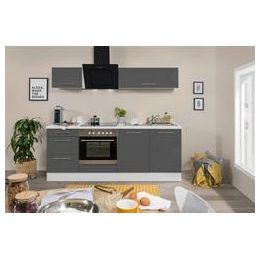 respekta Küchenzeile mit Geräten 210 cm Grau/Weiß