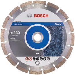 Bosch Professional Diamanttrennscheibe Standard for Stone, 230 x 2,3 mm, Segmenthöhe: 10 mm, Ø Bohrung. 22,23 mm, grau