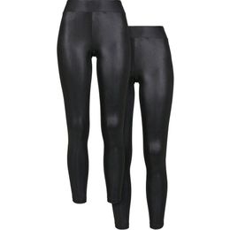 Urban Classics Leggings Damen Ladies Synthetic Leather Leggings 2-Pack (1-tlg), schwarz